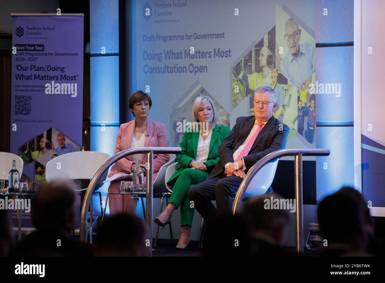 (left to right) Donna Traynor, First Minister Michelle O'Neill and ...