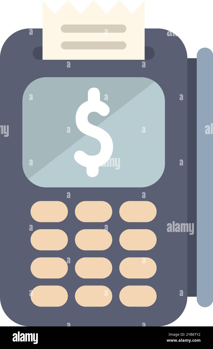 Pos terminal with dollar sign on screen is printing paper receipt ...