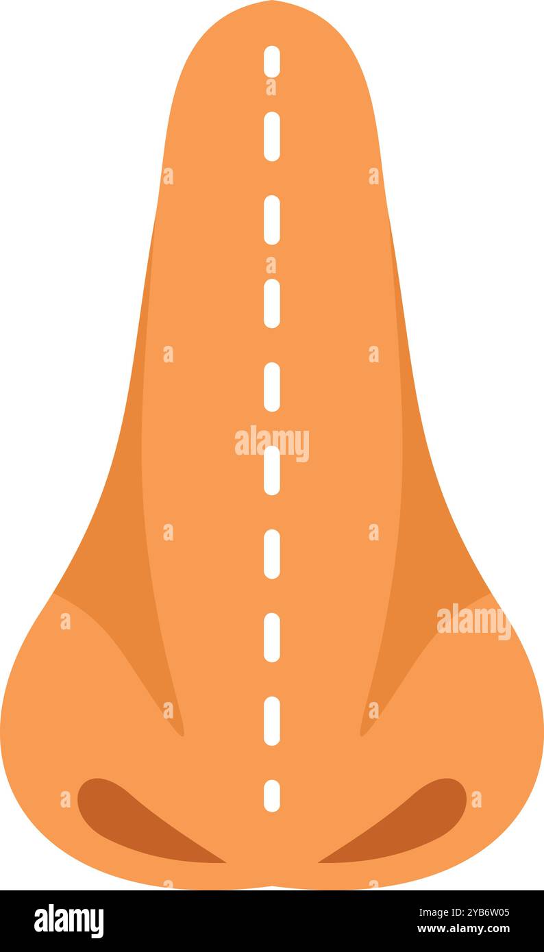 Illustration showing a nose with correction lines for rhinoplasty ...
