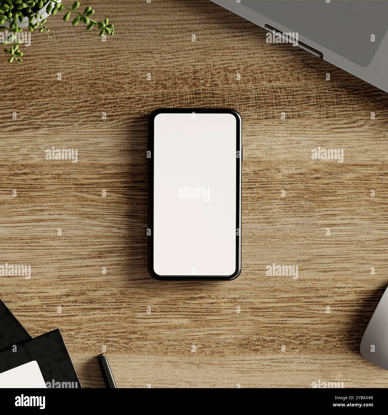 Minimalist Tech Workspace with Smartphone Centerpiece 3D Render Stock ...