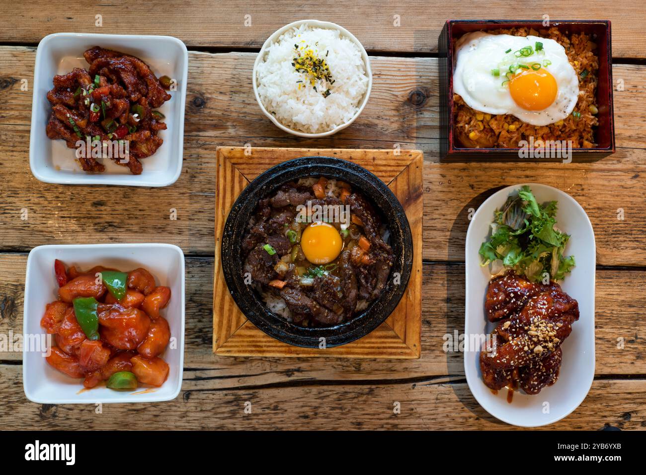 Selected Korean food including beef bimimbap, kimchi fried rice, sweet ...