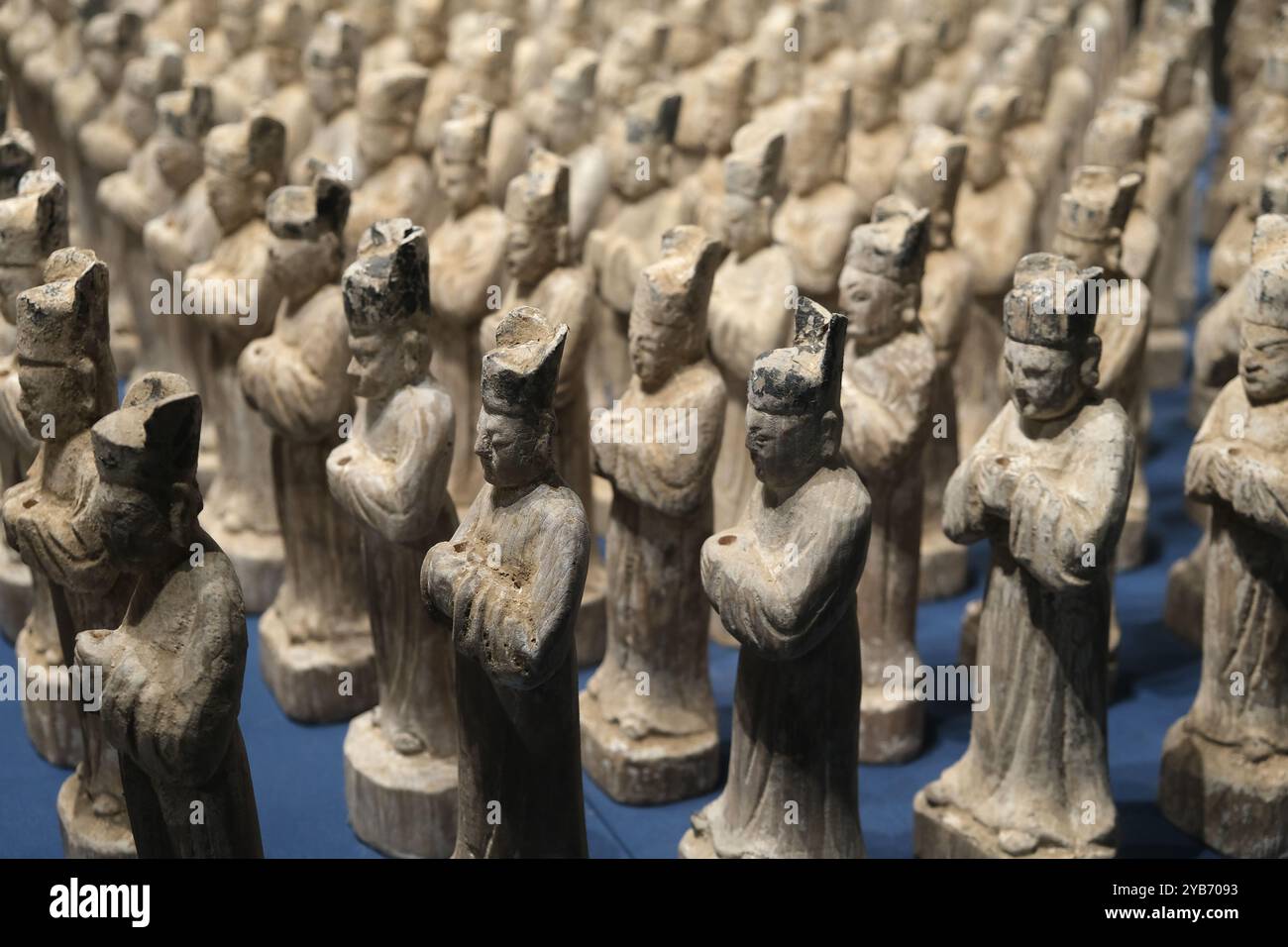 many old ancient Chinese figurines in Ming Dynasty. Cultural relic in ...