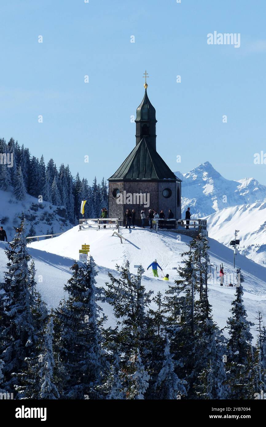 Chapel at Wallberg mountain, Bavaria, Germany, in wintertime Stock ...