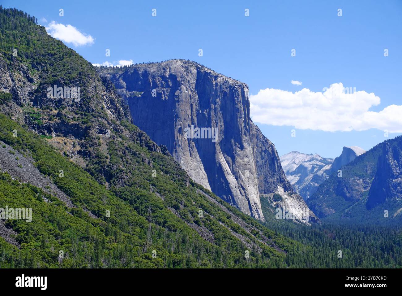 aerial view of El Capitan mountain cliff in Yosemite National Park ...