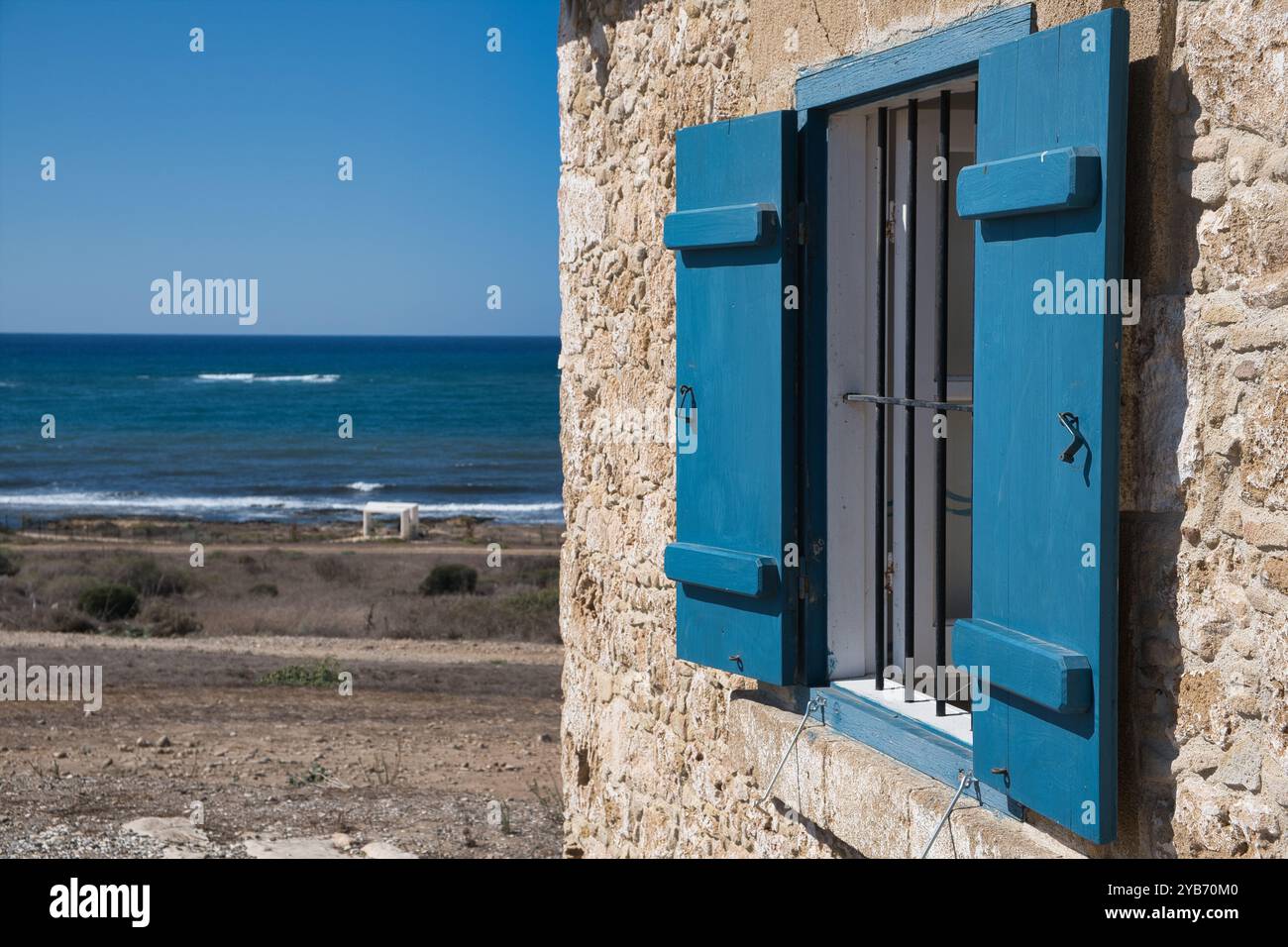 Stone building on the grounds of the Paphos Mosaics museum in paphos ...
