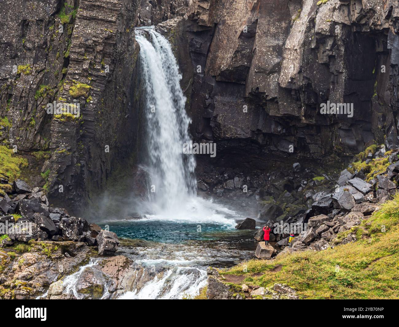 Waterfall Folaldafoss, at Öxi Mountain Road 939, East Fjords, Iceland ...