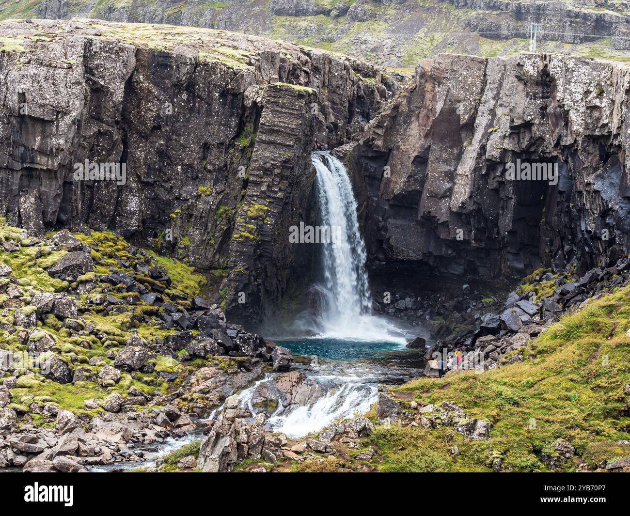 Waterfall Folaldafoss, at Öxi Mountain Road 939, East Fjords, Iceland ...