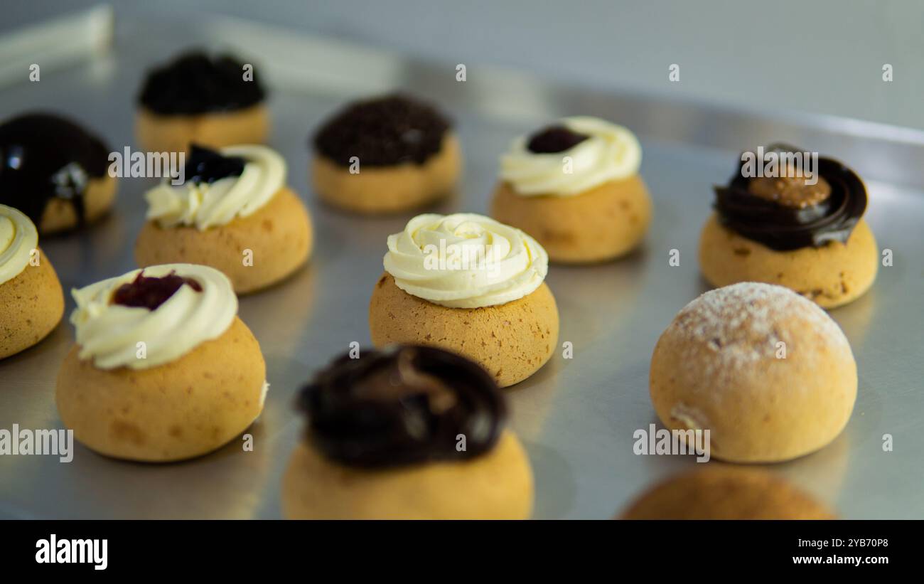 Mini Doughnut with many filling finger food delicious sweet Stock Photo ...