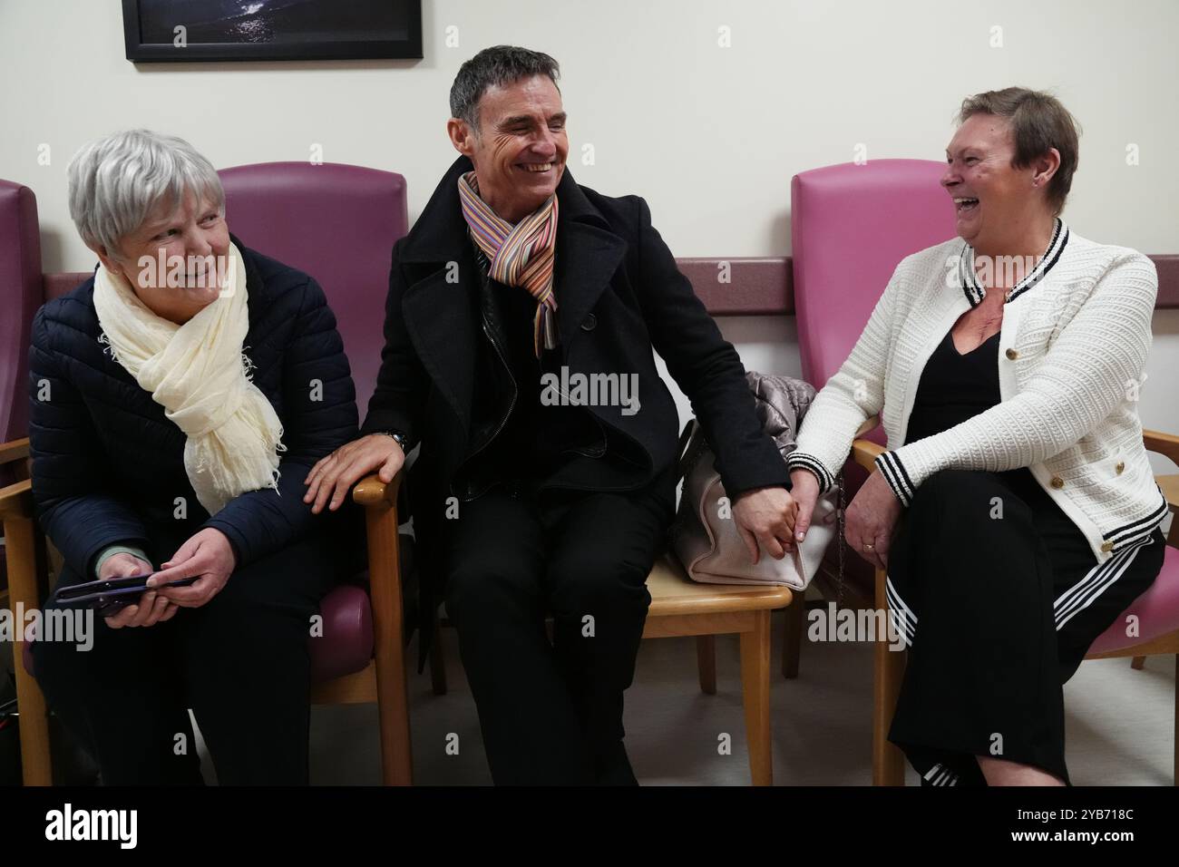 Patient Mary Carmichael (r) meets singer Marti Pellow as he makes a ...