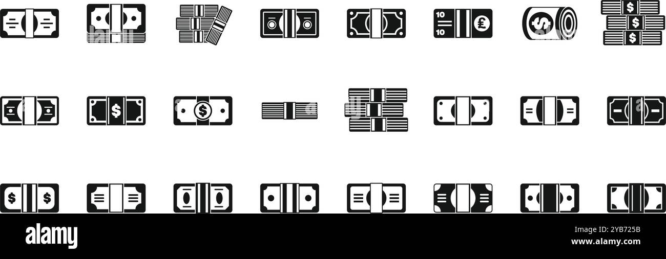 Money bundle icons set. This set of icons is showing different ways to ...