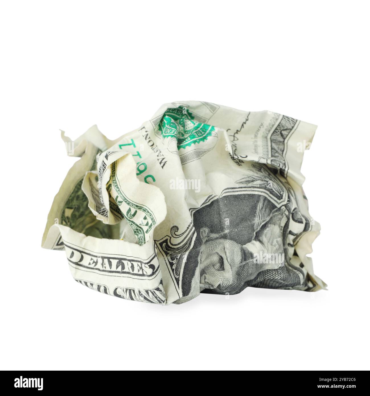 One crumpled dollar bill isolated on white Stock Photo - Alamy