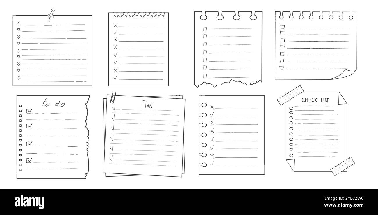 Set To do check list page doodle blank. Reminder, memo note hand drawn ...