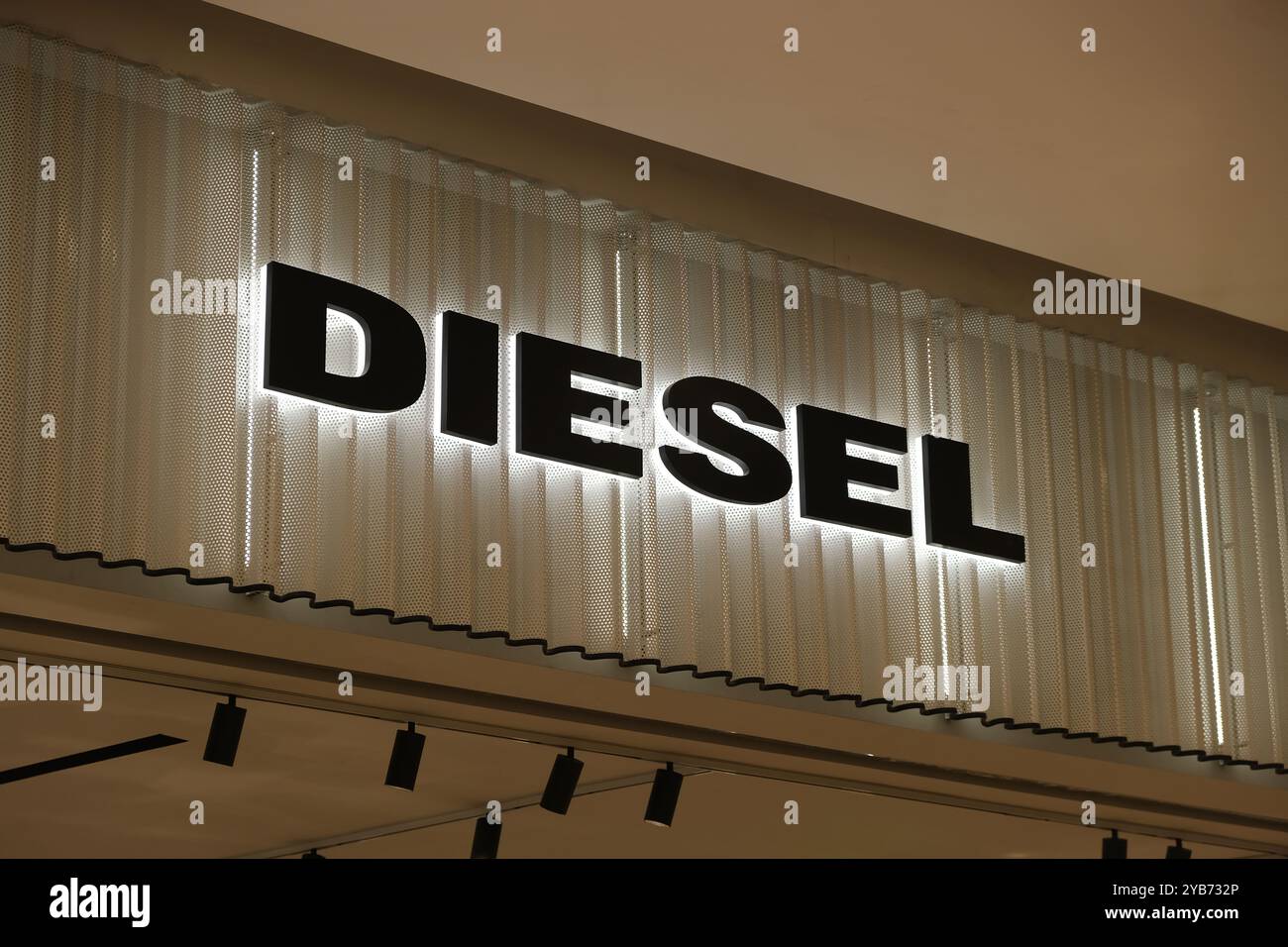 Shanghai,China-Dec. 18th 2022: close up Diesel store brand logo ...