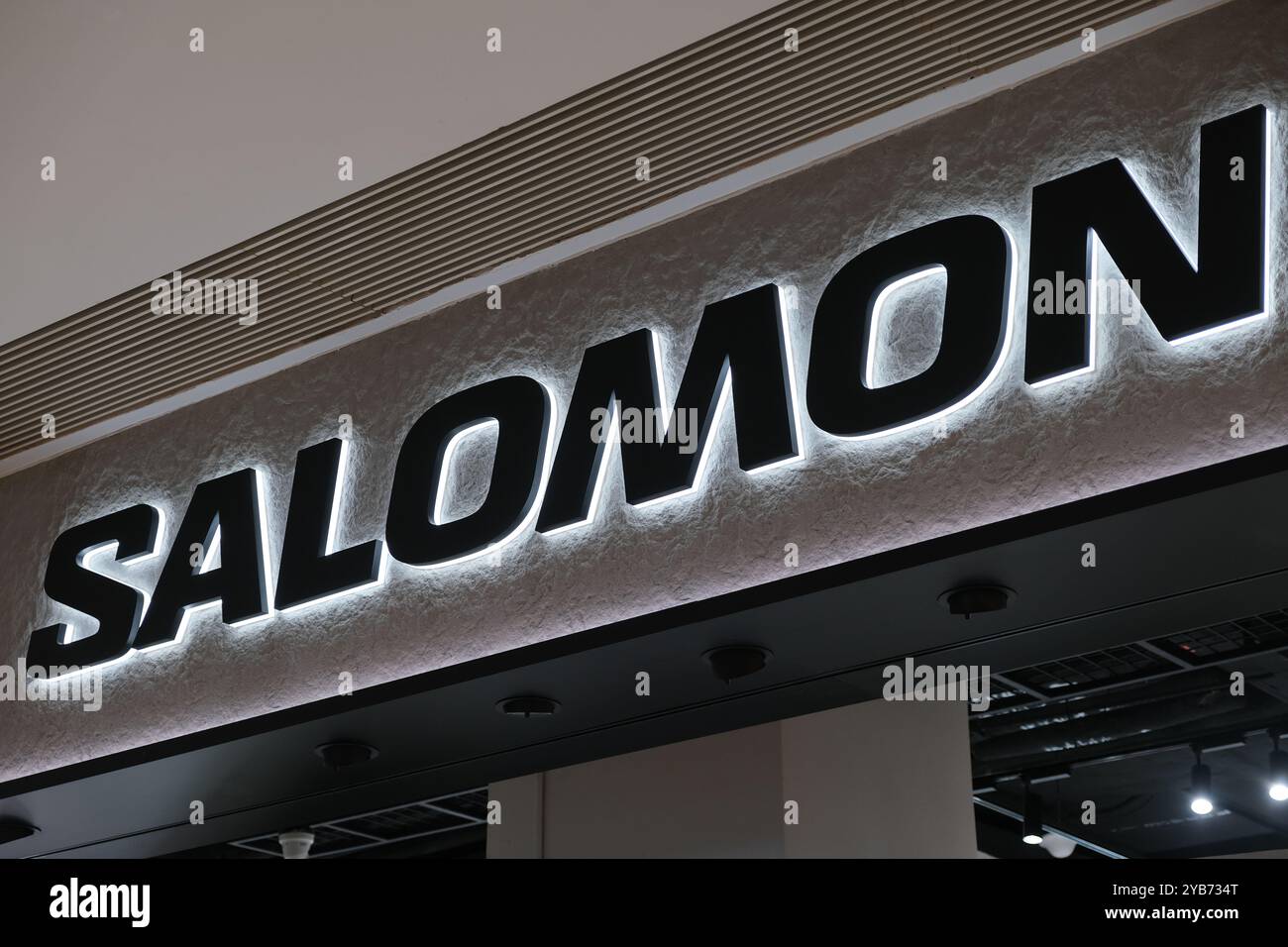 Shanghai,China-Feb.4th 2023: close up SALOMON store sign. French sports ...