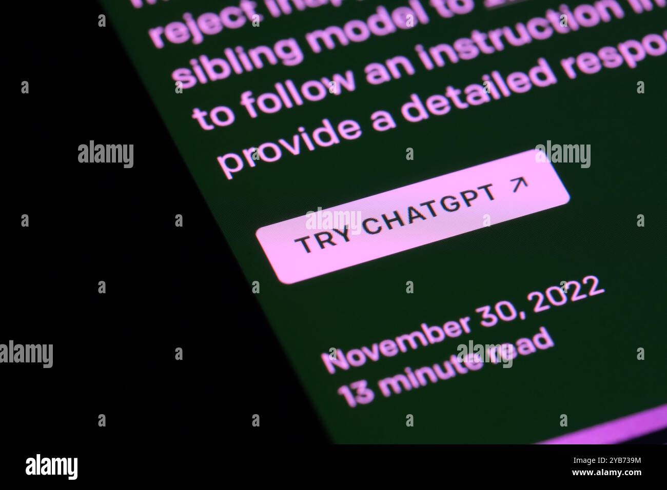 close up try ChatGPT web button on screen on official website Stock ...