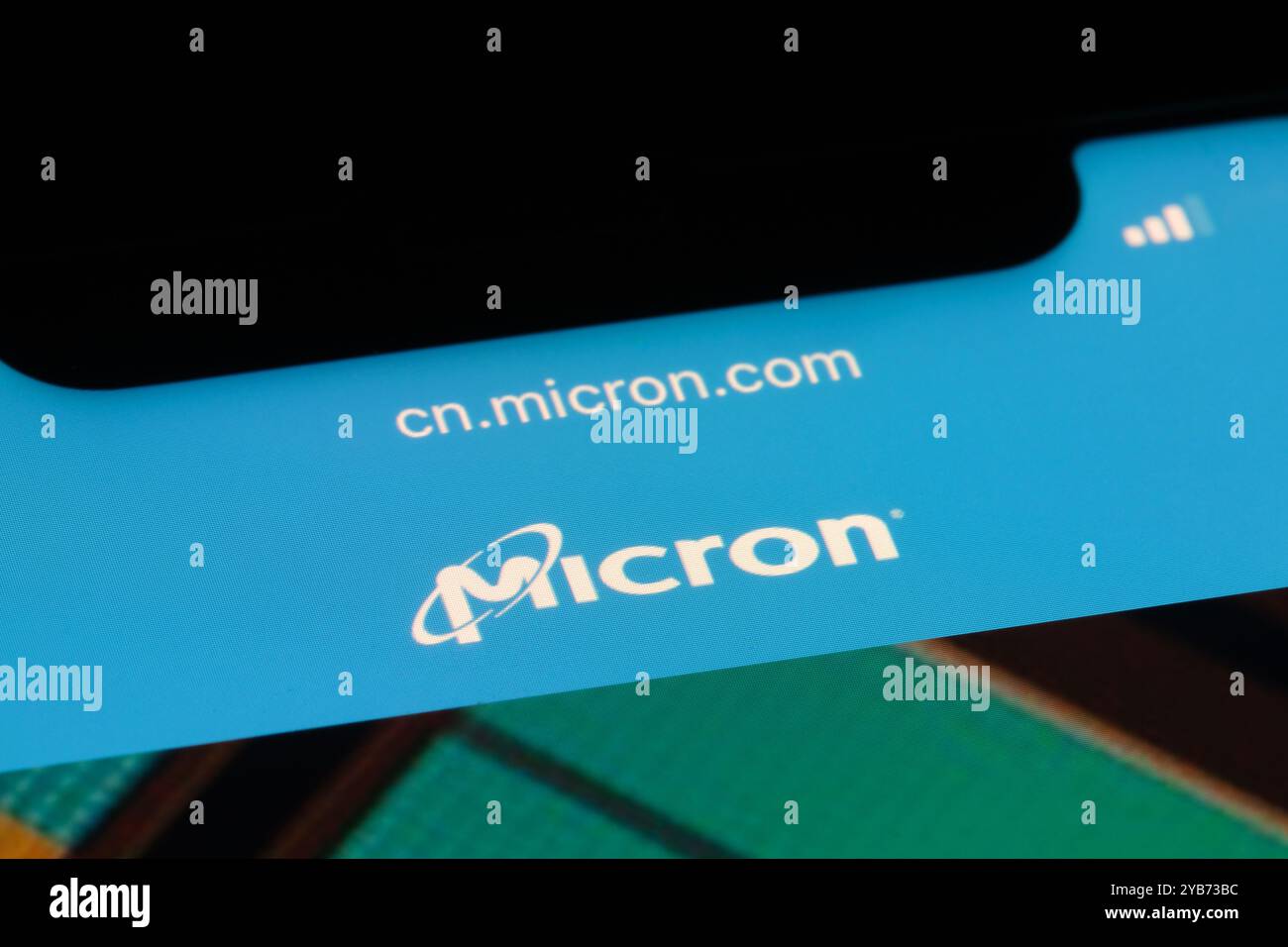 close up Micron Technology company brand logo on website on screen ...