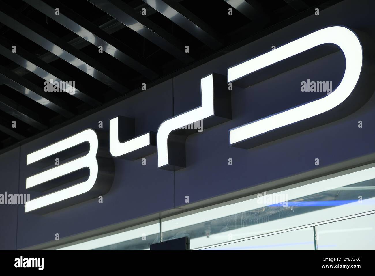 Shanghai,China-March.4th 2023: close up BYD store brand logo. A Chinese ...