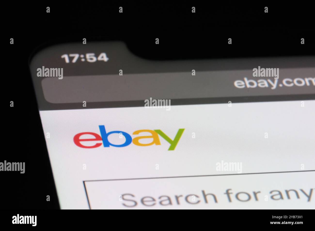 close up ebay company brand logo on official website. American e ...