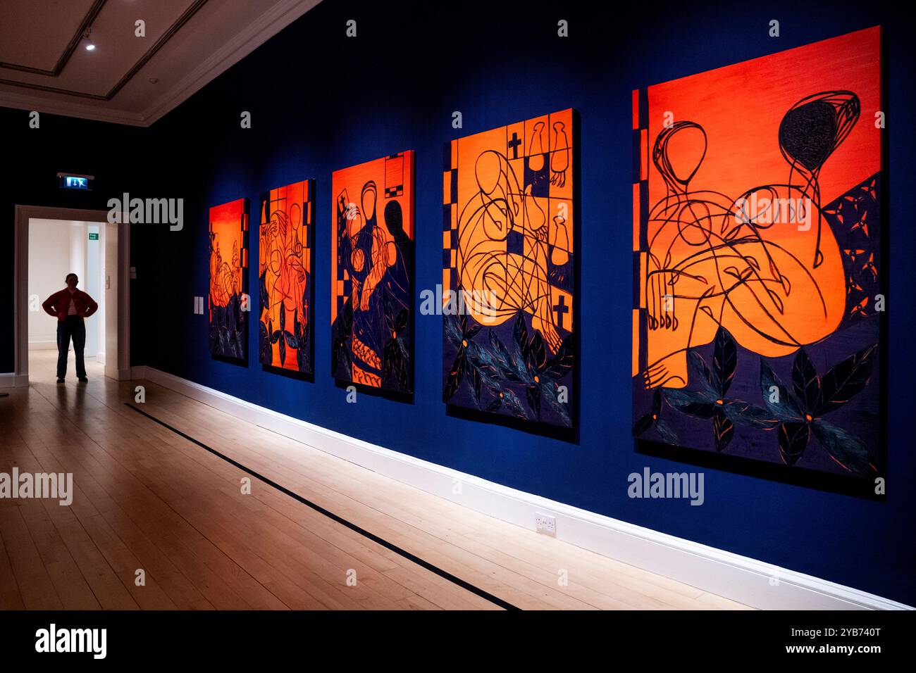 A series of oil paintings titled 'Lazarus Jacaranda' (2024) during a ...