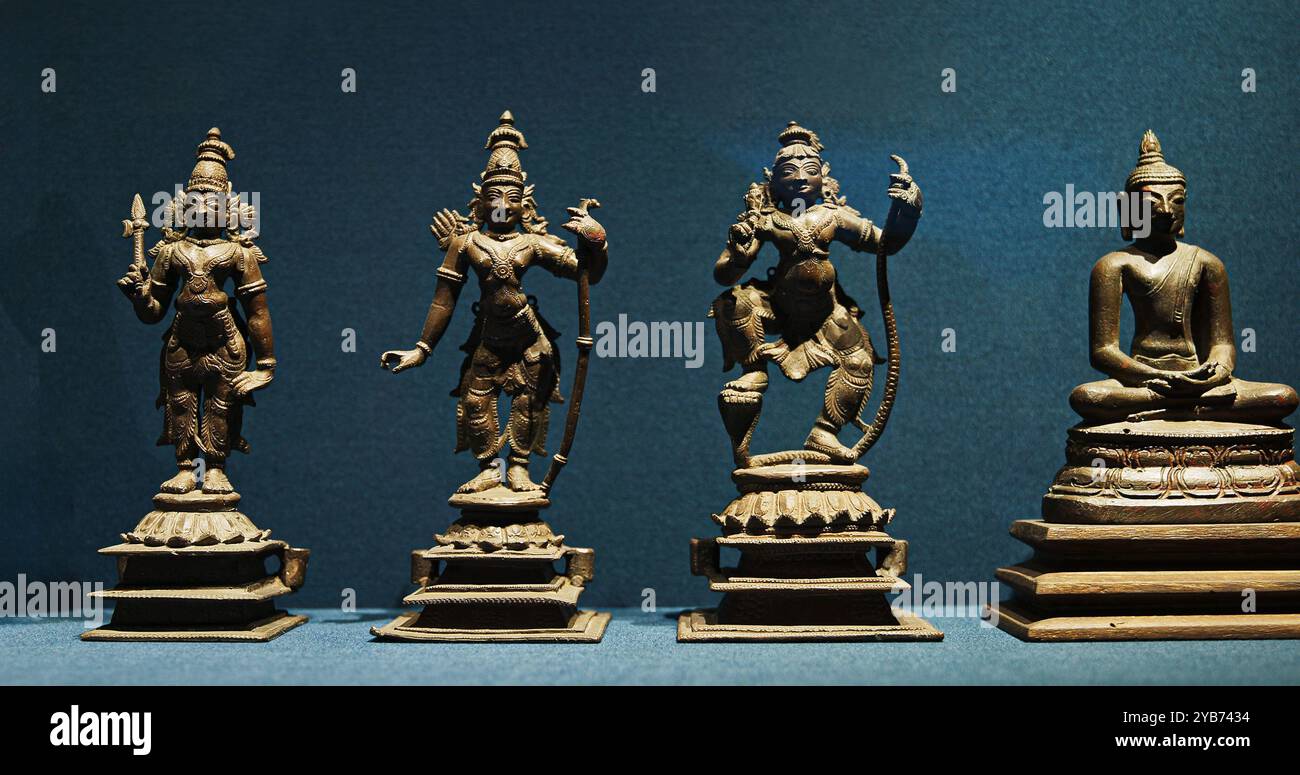 Old Ancient Bronze Figurines Of Indian Deities And Avatars. 10-19th ...