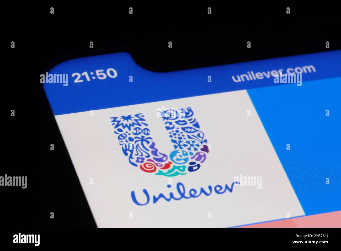 close up Unilever company brand logo on official website Stock Photo ...