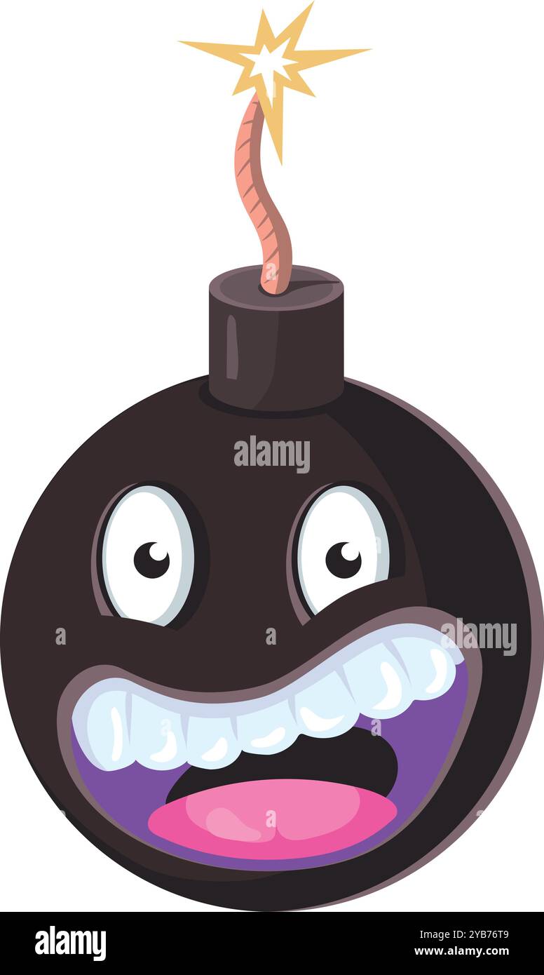 Funny bomb emoji. Cartoon burning fuse ball Stock Vector Image & Art ...