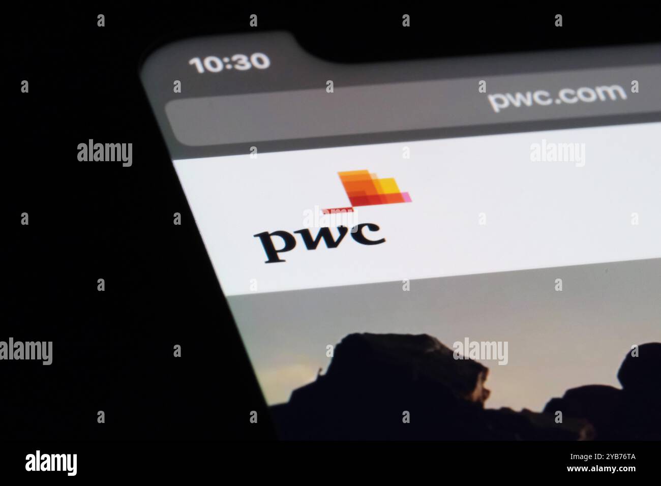 close up PwC company brand logo on official website. One of the Big ...