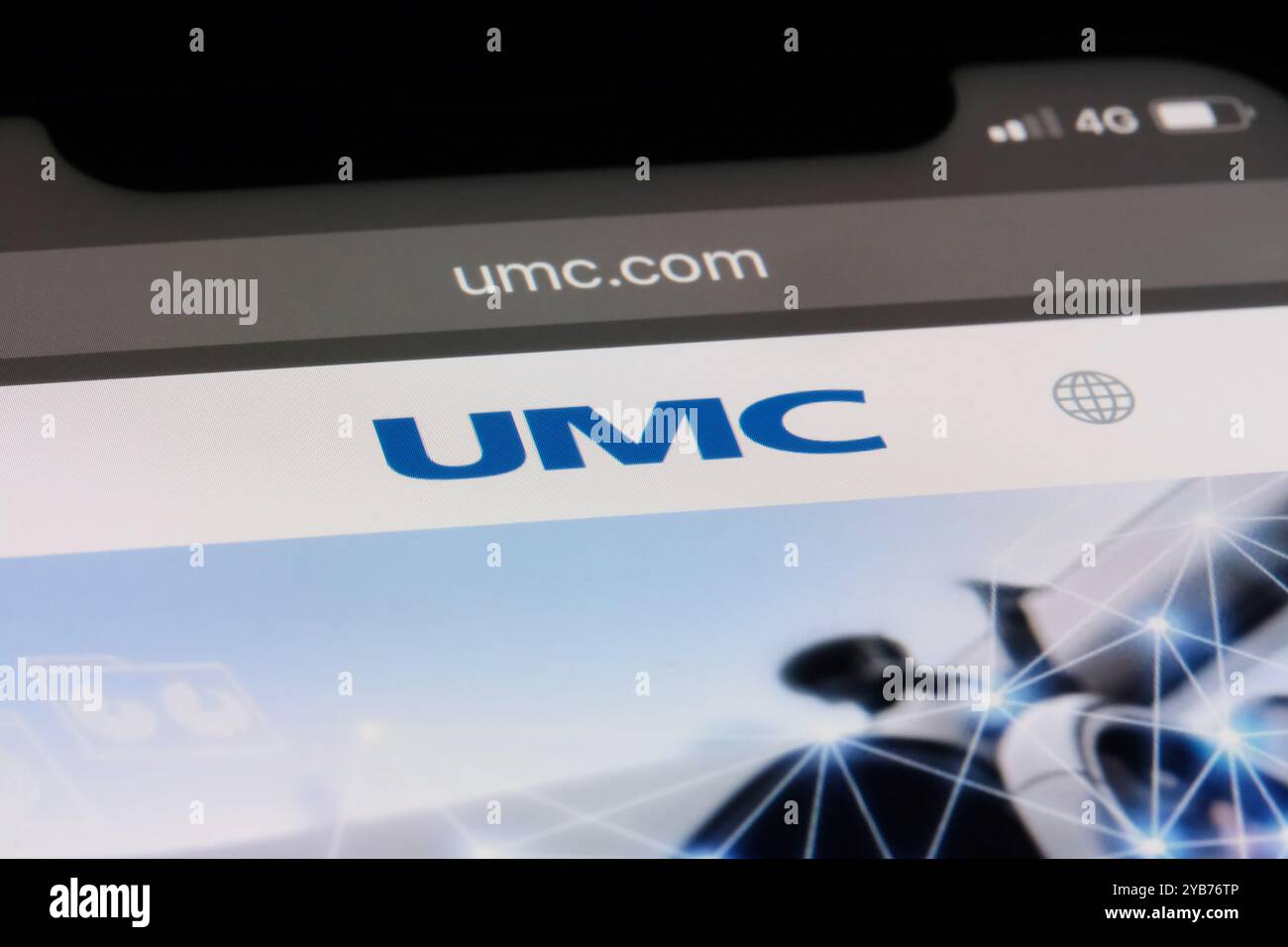 close up UMC brand logo on official website. United Microelectronics ...