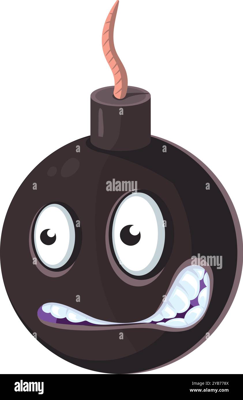 Comic bomb with funny face expression. Cute silly mascot isolated on ...