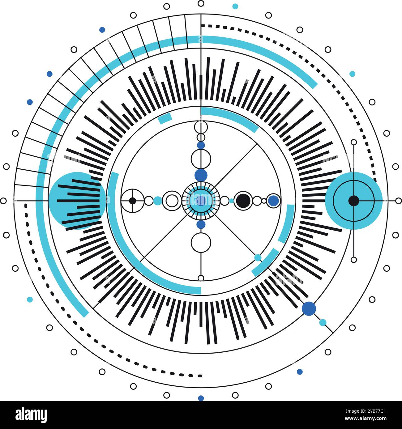 Bauhaus style circular element. Retro tech diagram Stock Vector Image ...