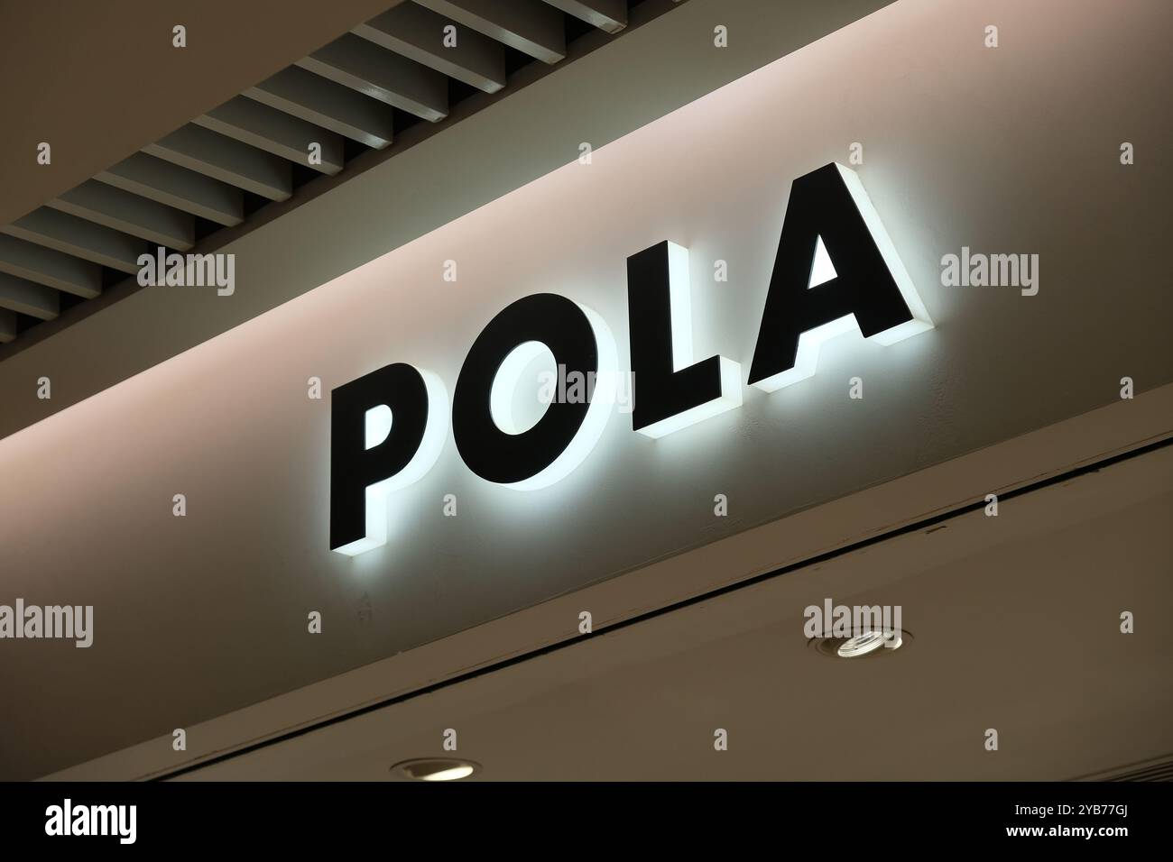Shanghai,China-April 15th 2023: close up POLA store brand logo ...