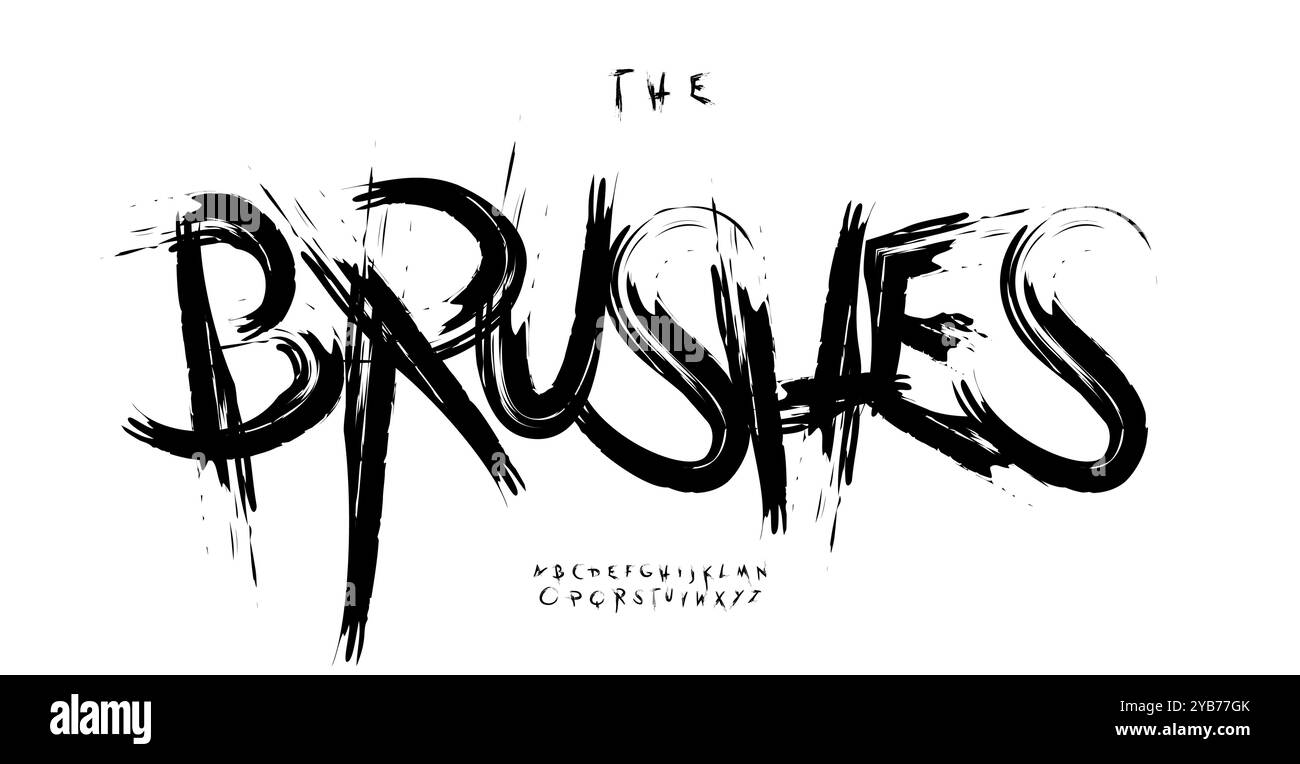 Expressive brushes drawn font, rough type, rebellious poster font ...