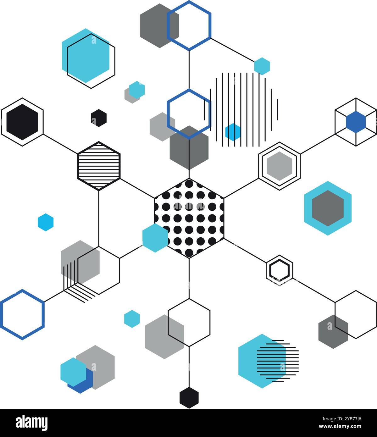 Scientific abstract symbols in geometric style. Digital technology ...