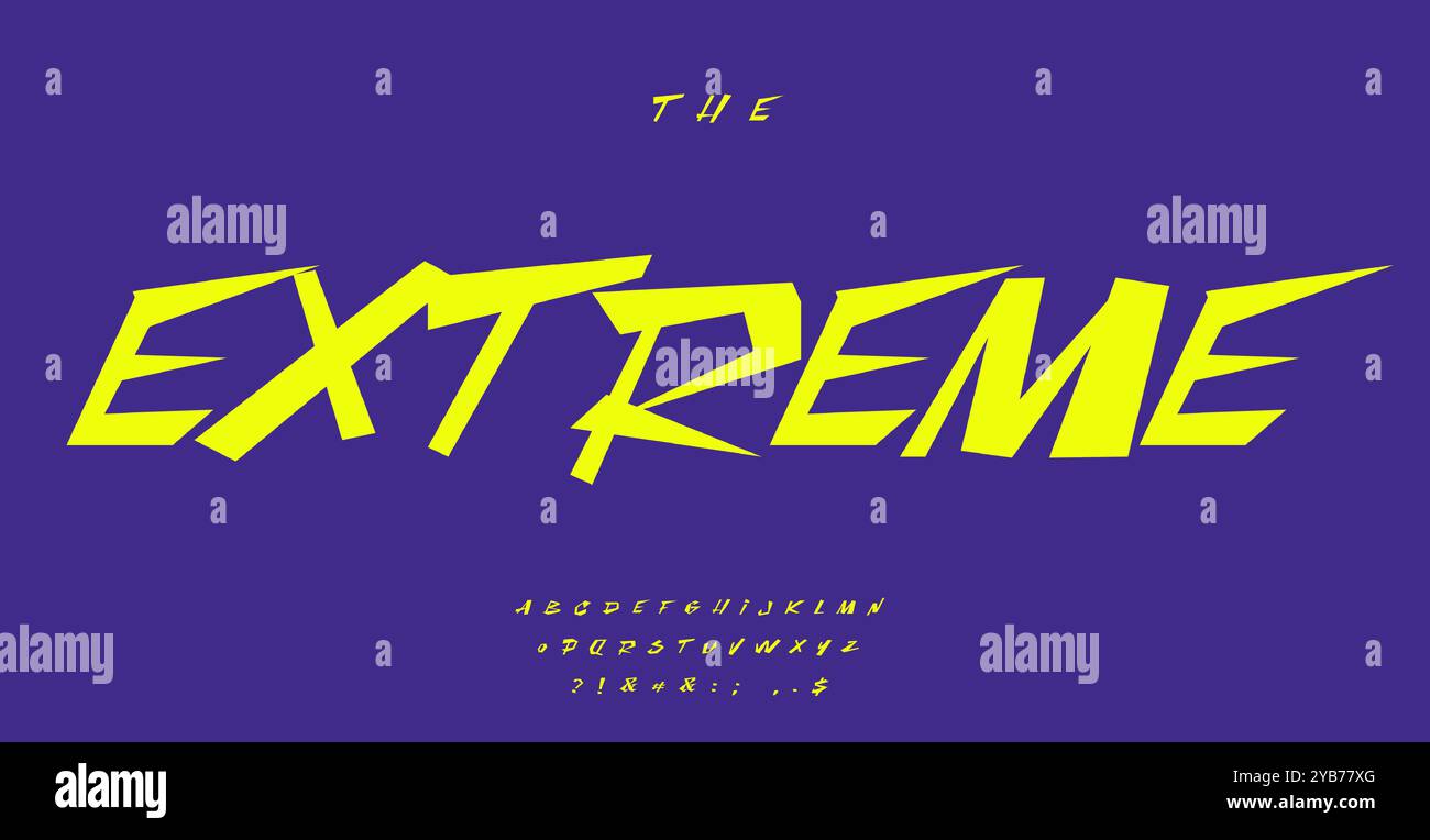 Angular font, sharp letters, bold energetic design for extreme sports ...