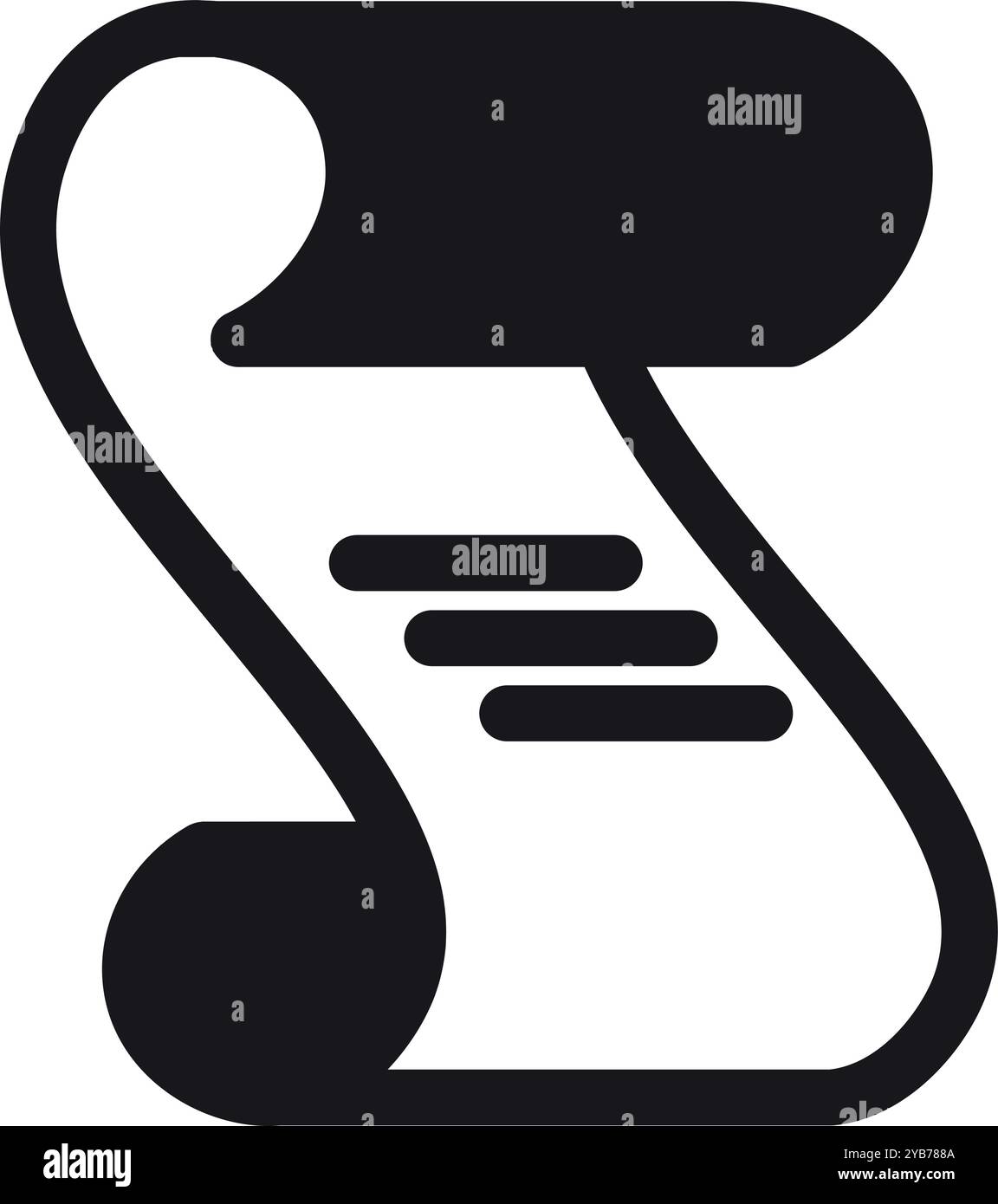 Document scroll black icon. Diploma page symbol Stock Vector Image ...