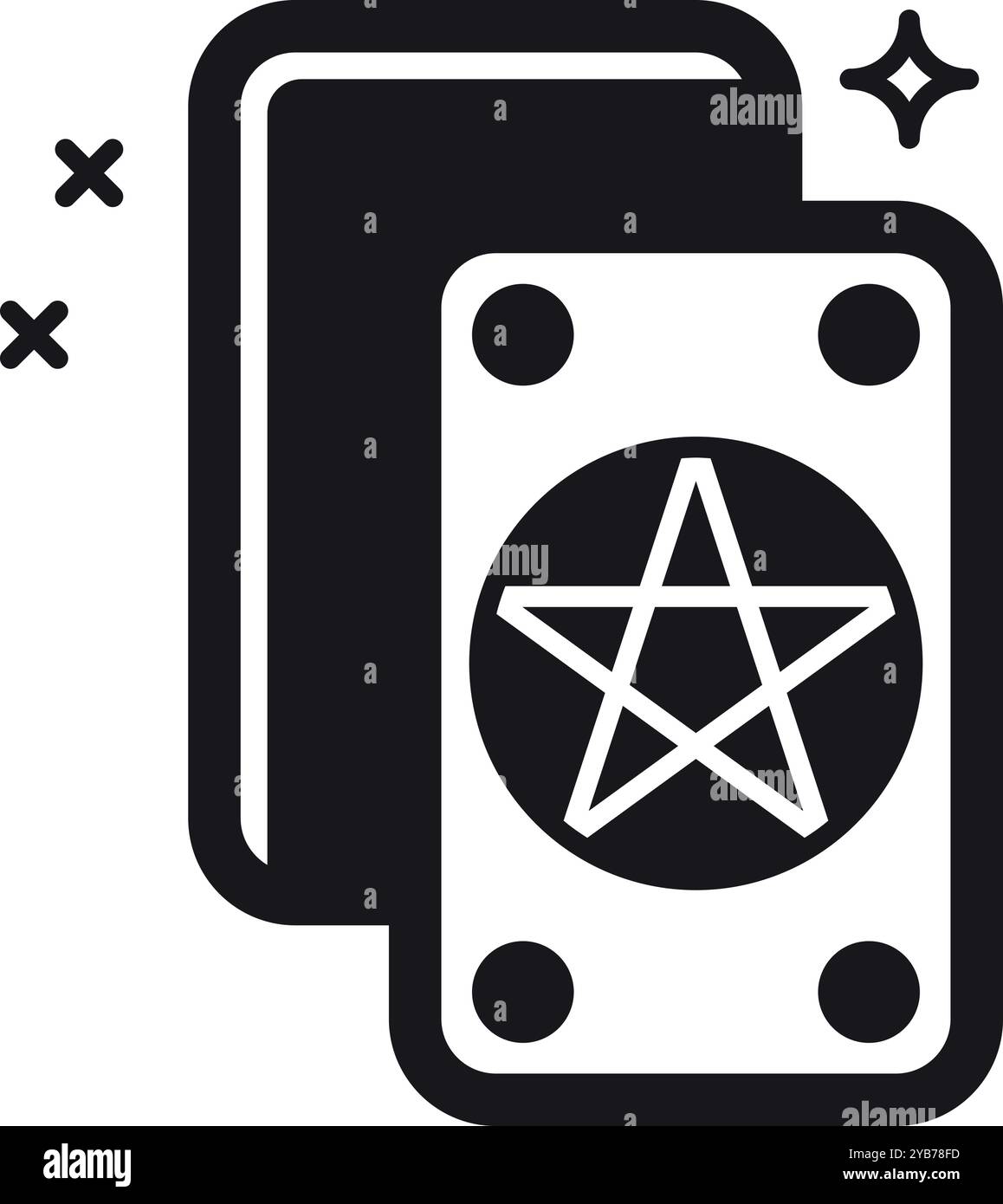 Card with pentagram. Tarot black icon. Esoteric symbol Stock Vector ...