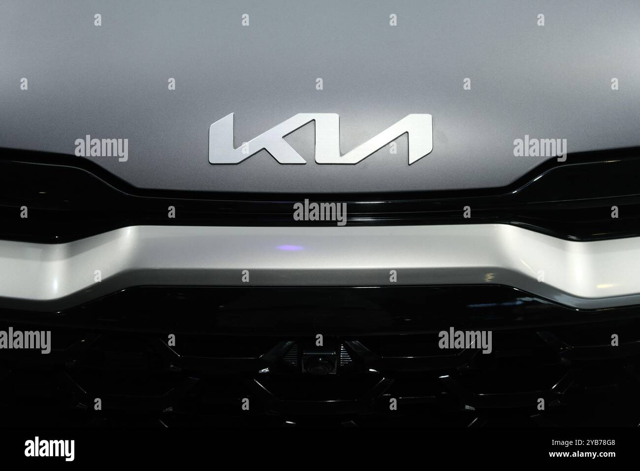 Shanghai,China-April 22nd 2023: close up Kia car logo. Korean ...
