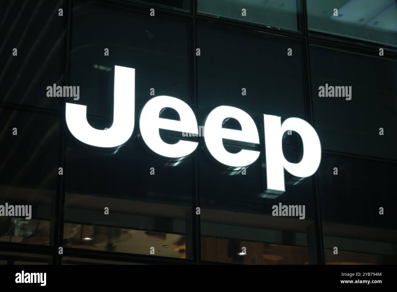 Shanghai,China-May 21st 2023: close up Jeep car store logo. Automobile ...