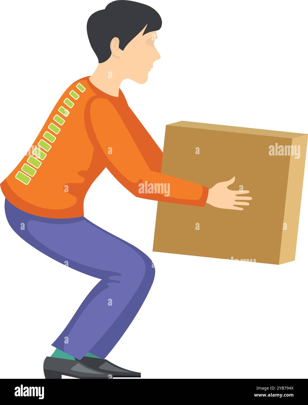 Correct spine posture for lifting heavy weight. Healthy exercise Stock ...