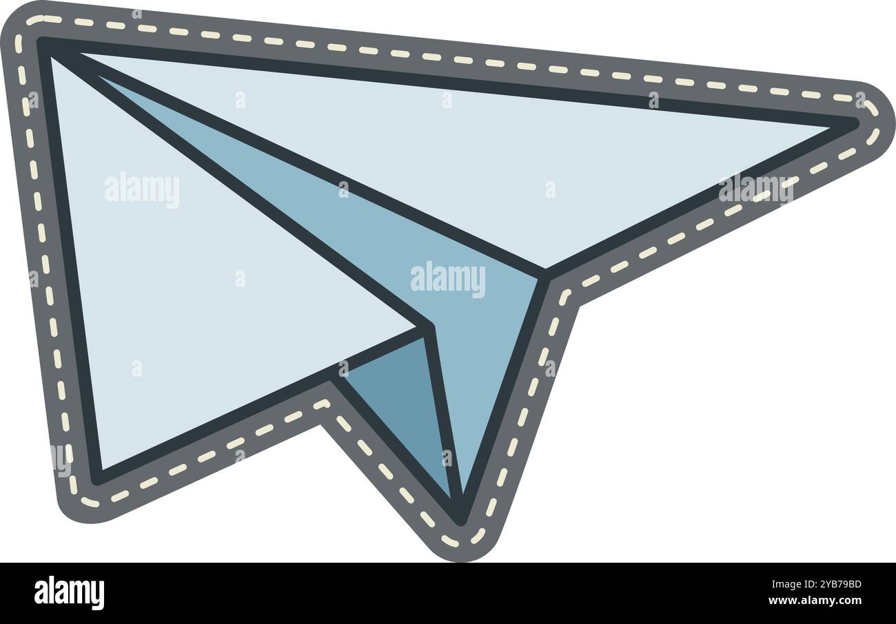 Paper plane patch. Origami airplane flying sticker Stock Vector Image ...