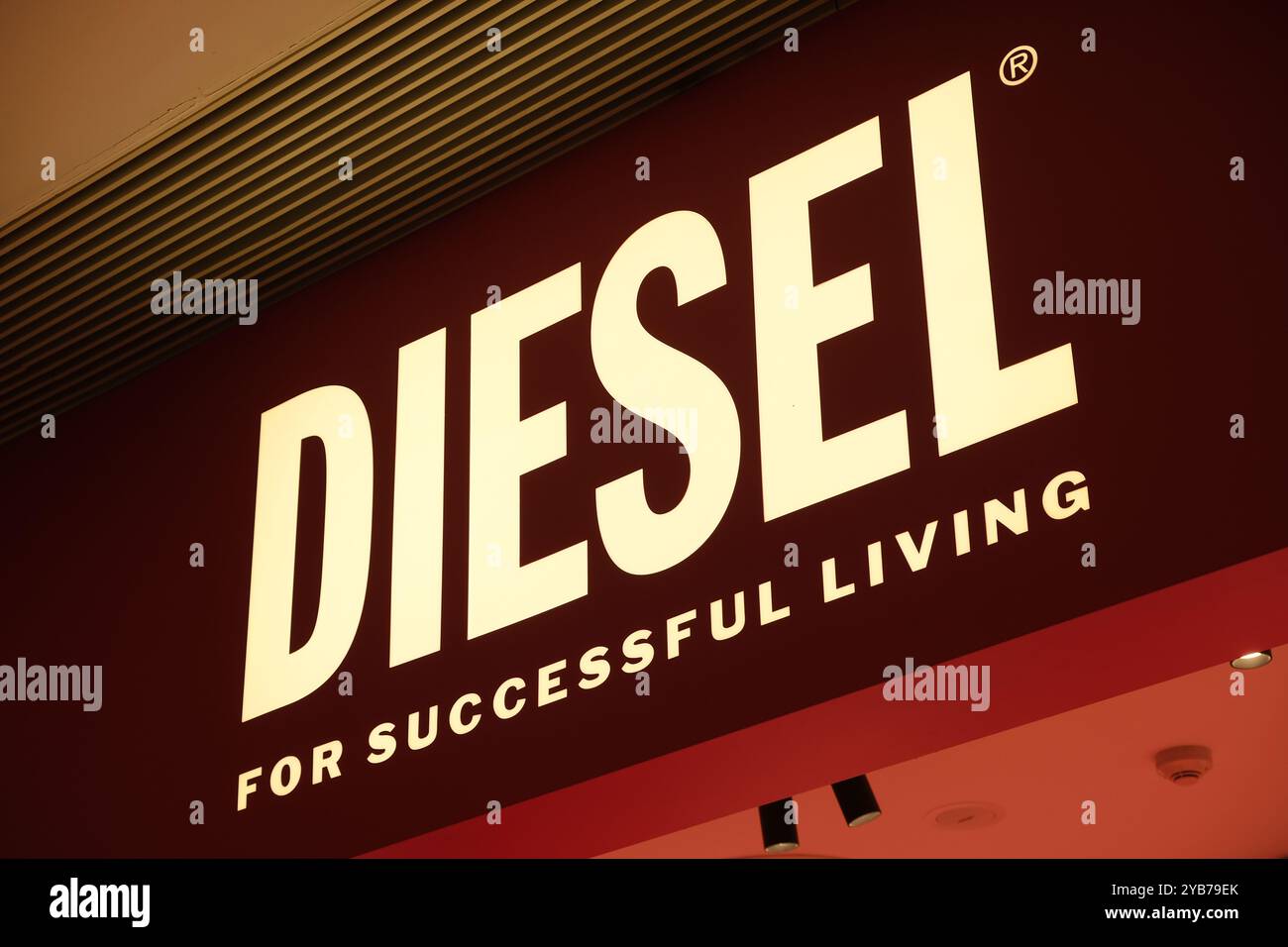 Shanghai,China-Feb.4th 2023: close up DIESEL store sign. Italian retail clothing company Stock ...