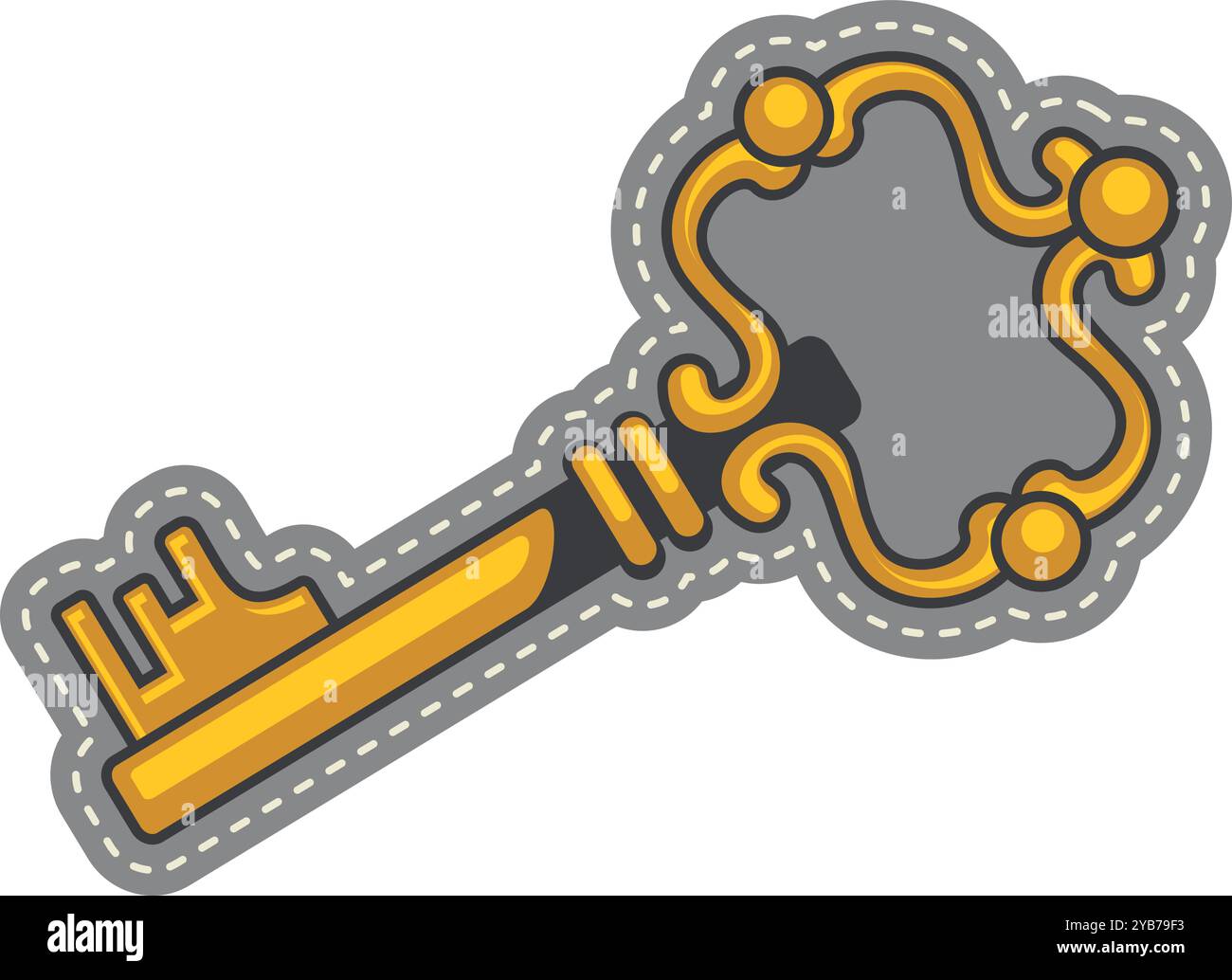 Vintage golden key patch. Sewing print sticker Stock Vector Image & Art ...