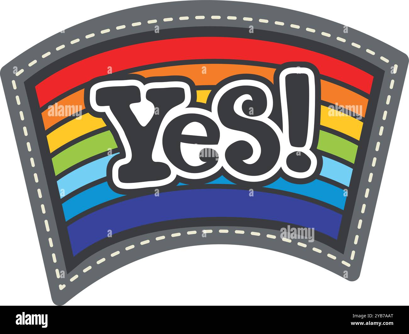 Yes rainbow sticker. Retro hippie label design Stock Vector Image & Art ...