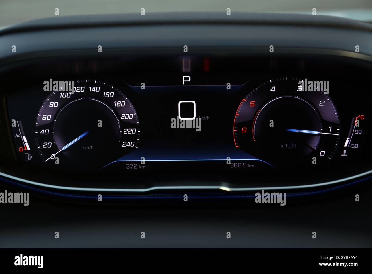 Speedometer on dashboard inside of modern luxury car, closeup Stock ...