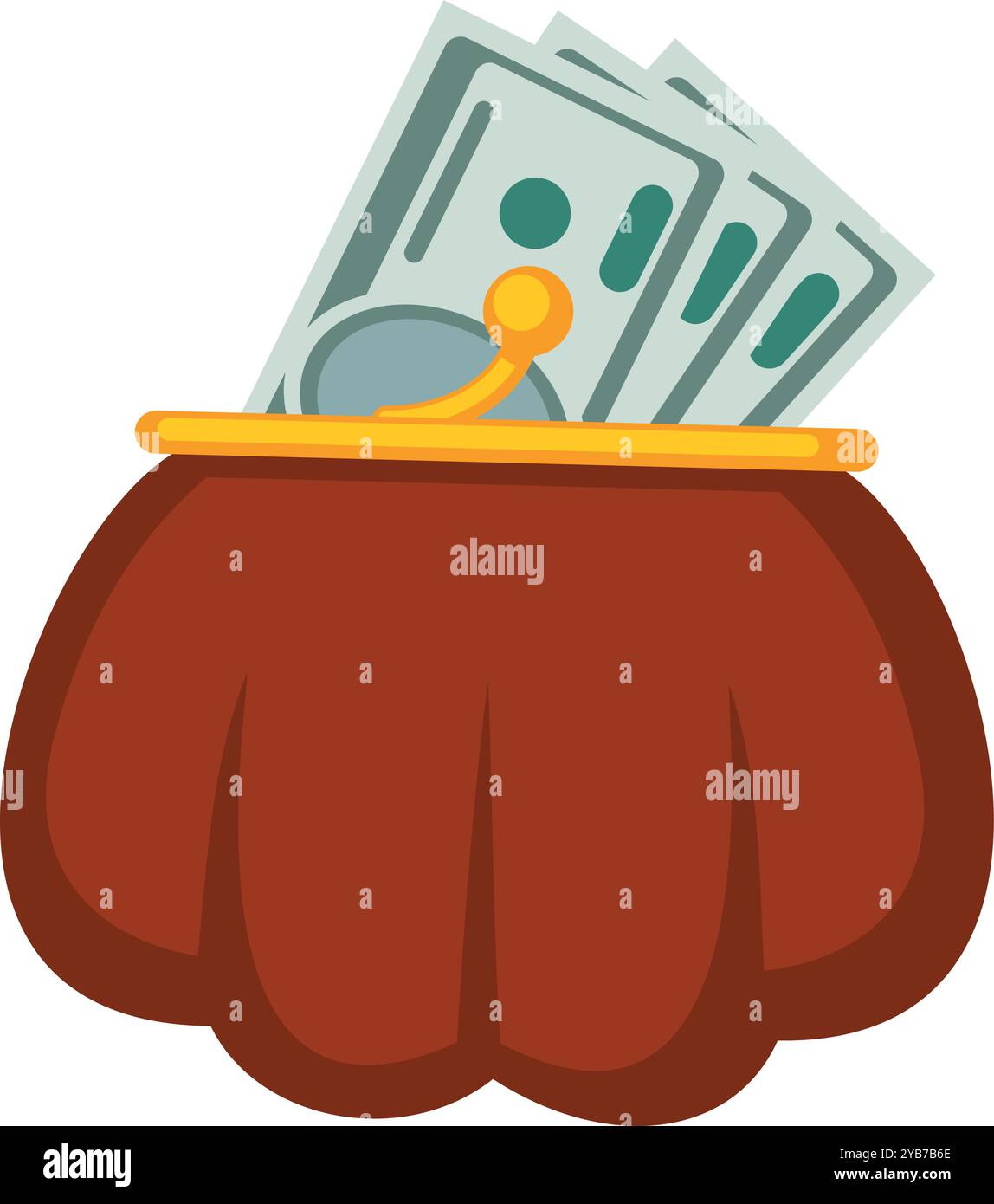 Money purse cartoon icon. Cash symbol. Paper dollar bills Stock Vector ...