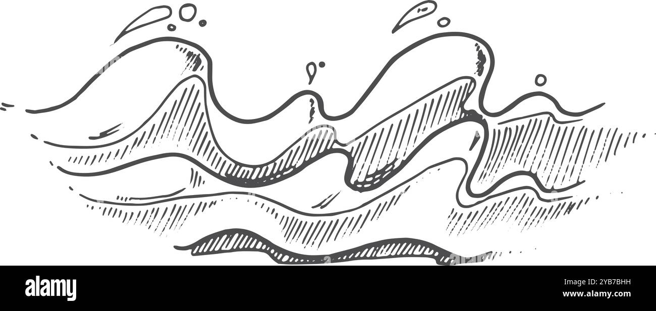 Hand drawn ocean waves. Storm water surface Stock Vector Image & Art ...