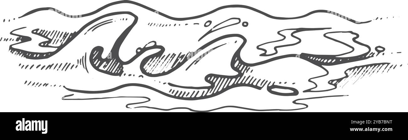 Storm ocean water surface hand drawn waves Stock Vector Image & Art - Alamy