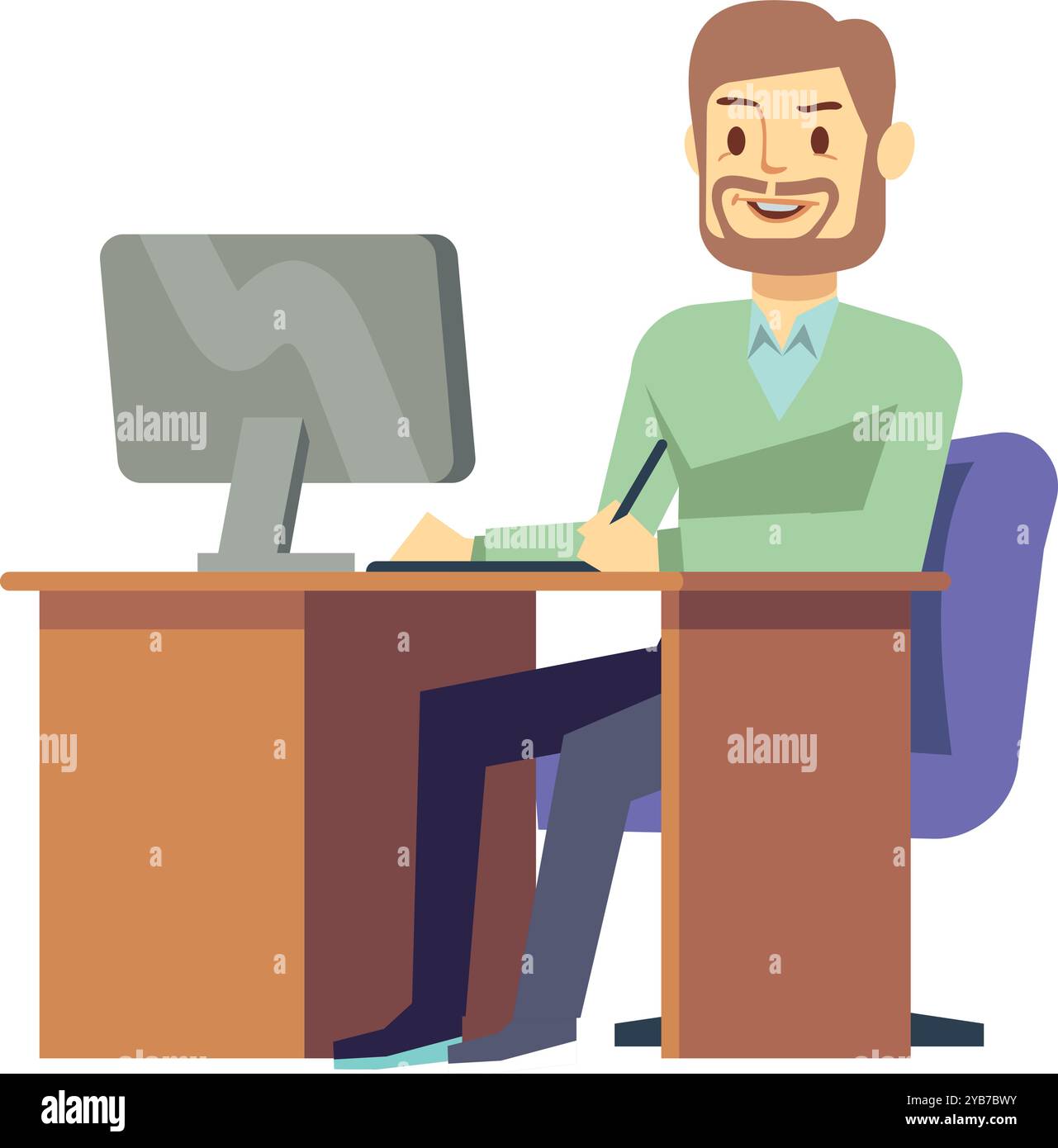 Male office worker. Cartoon work desk job Stock Vector Image & Art - Alamy