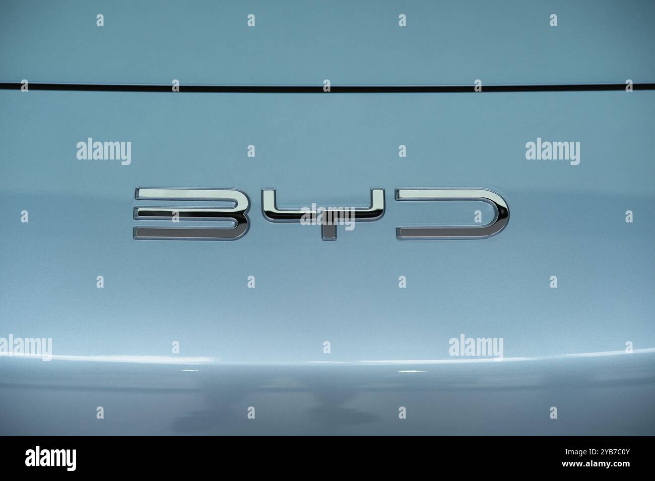 Shanghai,China-July 9th 2023: BYD car logo. Chinese electric car ...