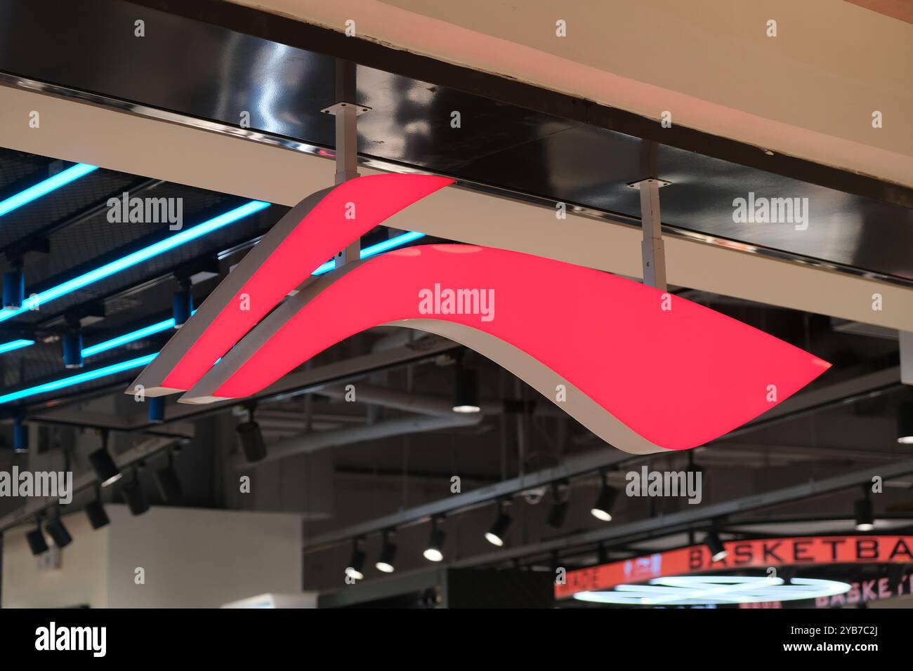 Shanghai,China-Feb.12th 2023: Li-Ning store sign. Chinese sportswear ...